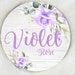 Violet Rose Floral Round Wood Name Sign Purple Rose Baby - Etsy