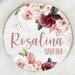 Girl Floral Name Sign, Burgundy and Blush Floral Name Sign, Round Wood ...
