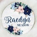 Pink and Navy Floral Round Wood Name Sign Navy Blush Baby | Etsy