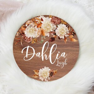 Round Wood Name Sign, Wood Baby Name Sign, Dahlia Baby Sign, Dahlia ...