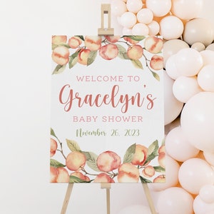 Peaches Baby Shower Welcome Sign, Personalized Baby Shower Poster ...