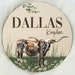 Longhorn Cow Baby Sign, Round Wood Name Sign, Baby Name Sign, Longhorn ...