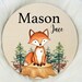 Round Wood Name Sign Wood Baby Fox Name Sign Woodland Fox | Etsy