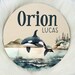 Orca Whale Wood Name Sign, Under the Sea Baby Sign, Round Wood Baby ...