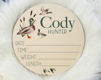 Baby Boy Duck Birth Stats Sign / Nursery Announcement / Newborn Pic ...