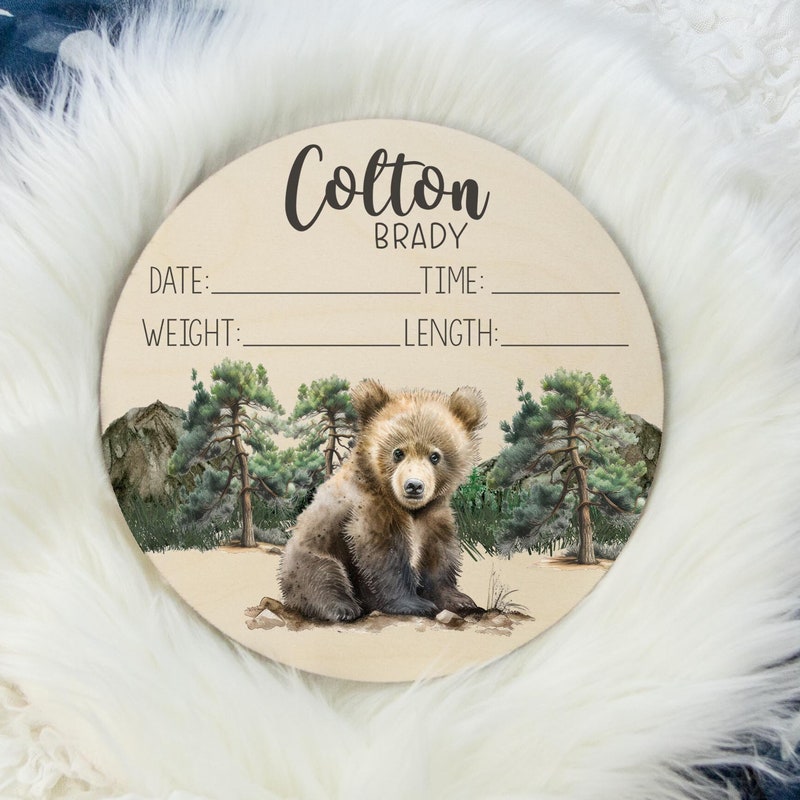 Birth Stat Sign Bear - Etsy