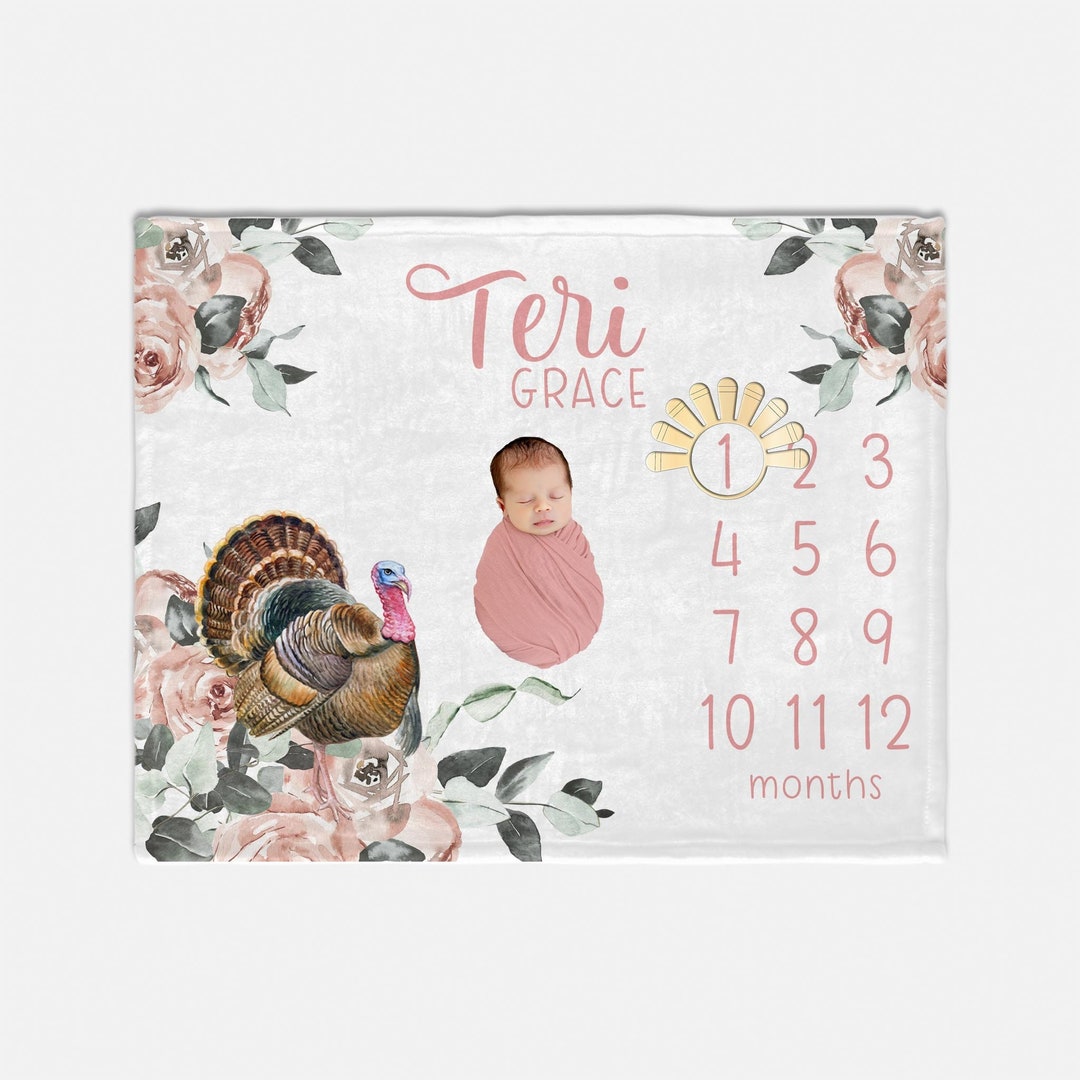 Girl Wild Turkey Milestone Blanket, Turkey Milestone Blanket, Month ...