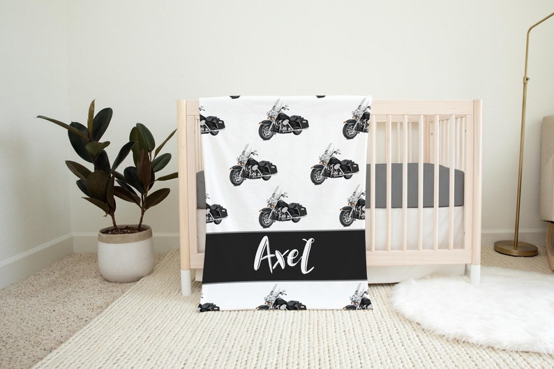 Motorcycle Baby Blanket, Motorcycle Personalized Baby Blanket, Biker ...