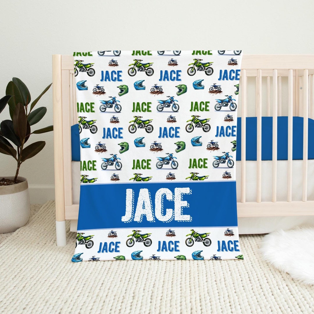 Dirt Bike Motorcycle Baby Blanket, Motorcycle Personalized Baby Blanket ...