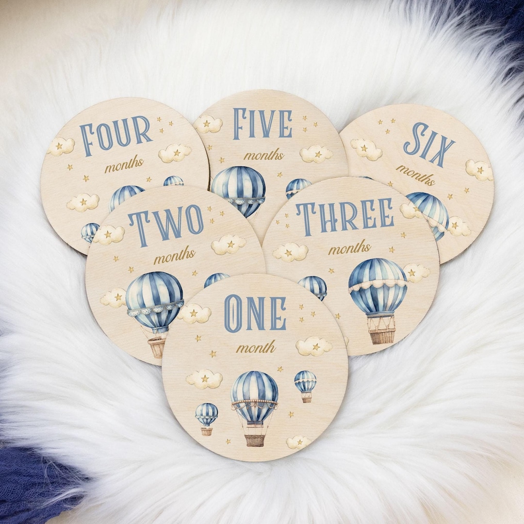 Hot Air Balloon Milestone Cards, Adventure Milestone Markers, Wood ...