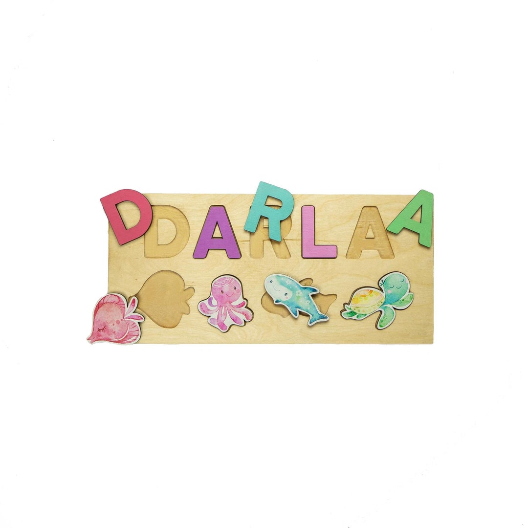 Sea Life Name Puzzle, Wood Name Puzzle, Personalized Toddler Puzzle ...