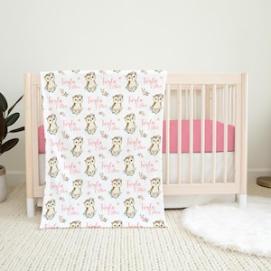 Girl Owl Swaddle Set, Woodland Baby Blanket, Personalized Swaddle ...