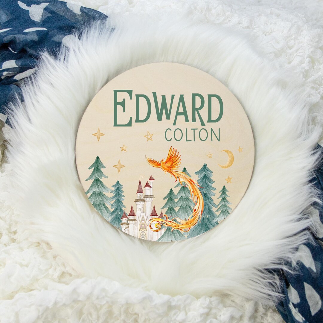 Phoenix Round Wood Name Sign, Phoenix Baby Name Sign, Round Wood Baby ...