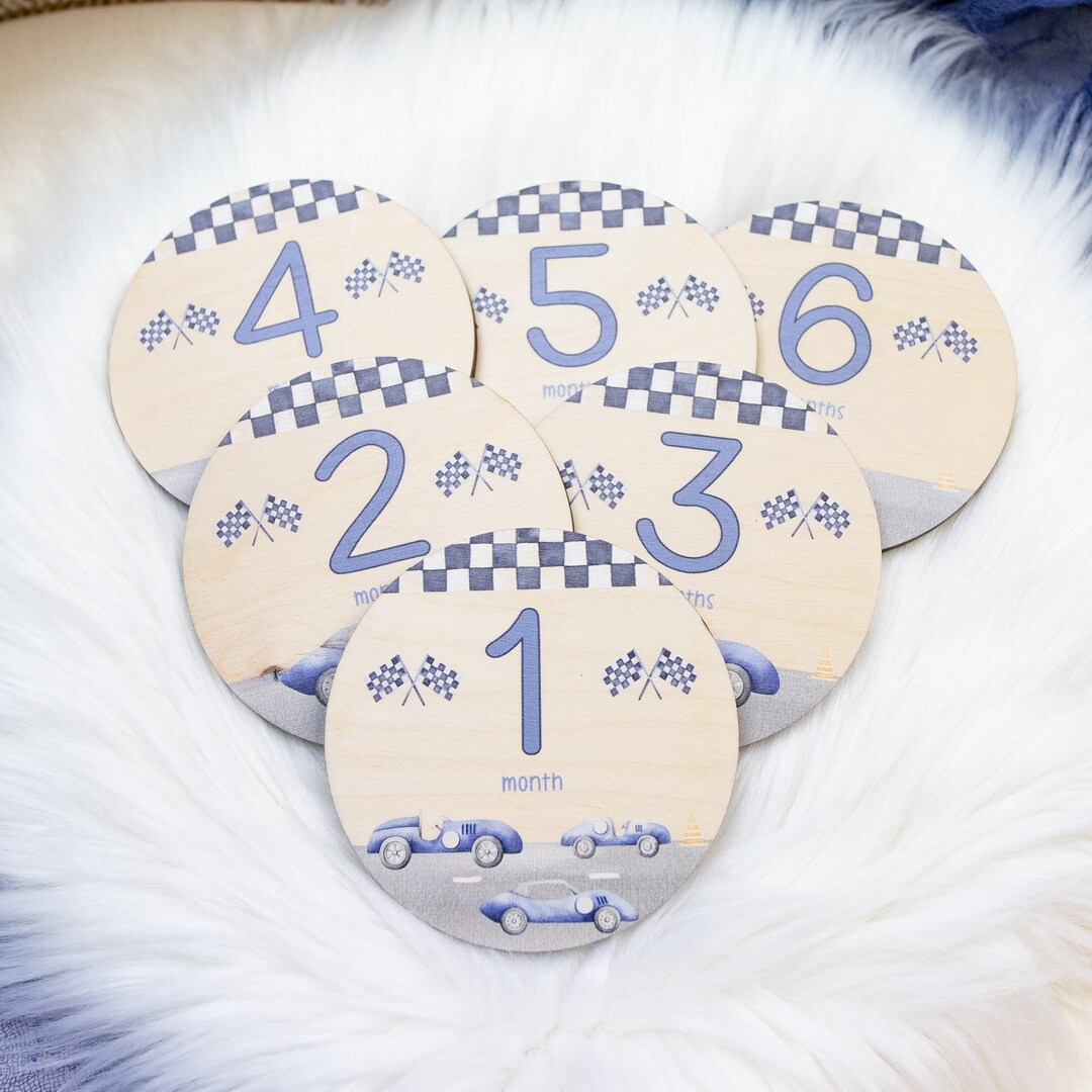 Race Car Milestone Cards, Baby Milestone Cars Marker, Wood Milestone ...