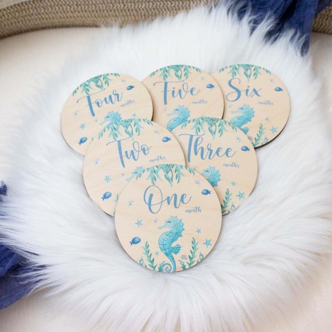 Under the Sea Milestone Cards, Baby Milestone Ocean Life Discs Marker ...