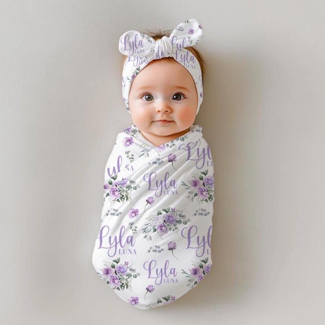 Lavender Rose Swaddle Set, Lavender Roses Swaddle Set, Lavender Rose ...