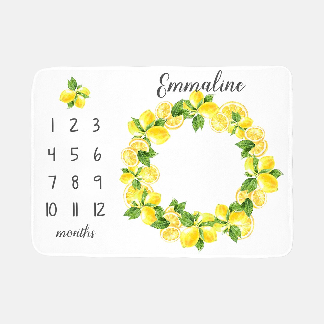 Lemon Girl Milestone Blanket, Summer Lemon Monthly Baby Blanket, Lemons ...