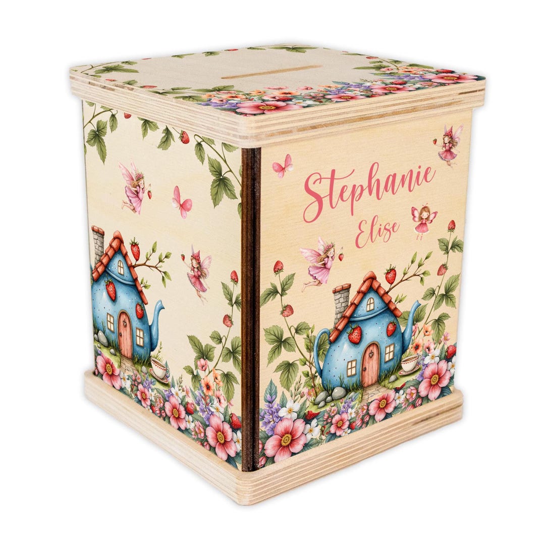 Strawberry Fairy Piggy Bank, Fairy Princess Nursery, Baby Girl Gift ...