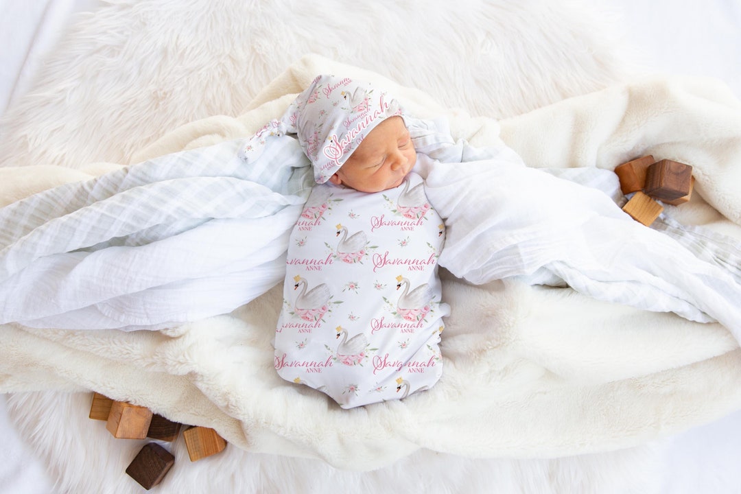 Swan Princess Swaddle Set, Personalized Swan Princess Baby Blanket ...
