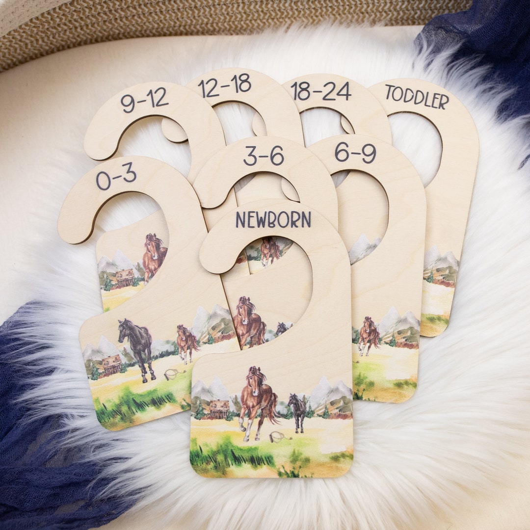 Horses Clothing Dividers, Cowboy Baby Clothing Divider, Wood Wardrobe ...