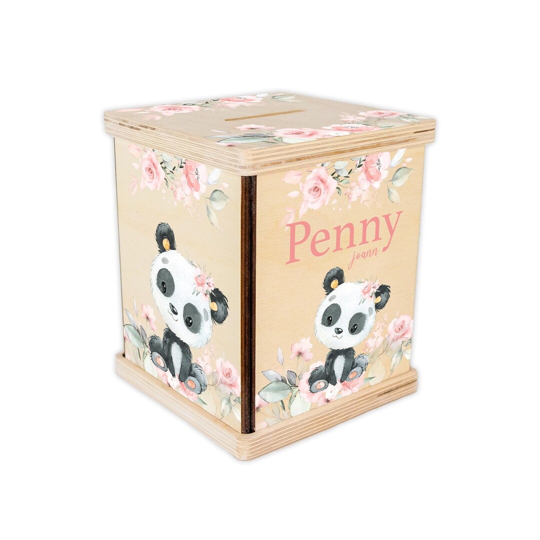 Panda Piggy Bank, Panda Nursery, Baby Boy Gift, Personalized Piggy Bank ...