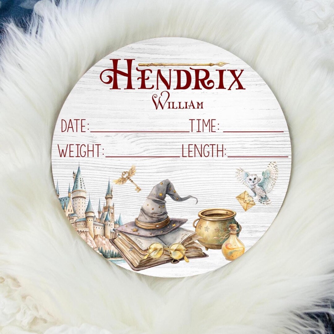 Wizard Birth Stat Sign, Birth Stat Sign, Round Wood Birth Stat Sign ...