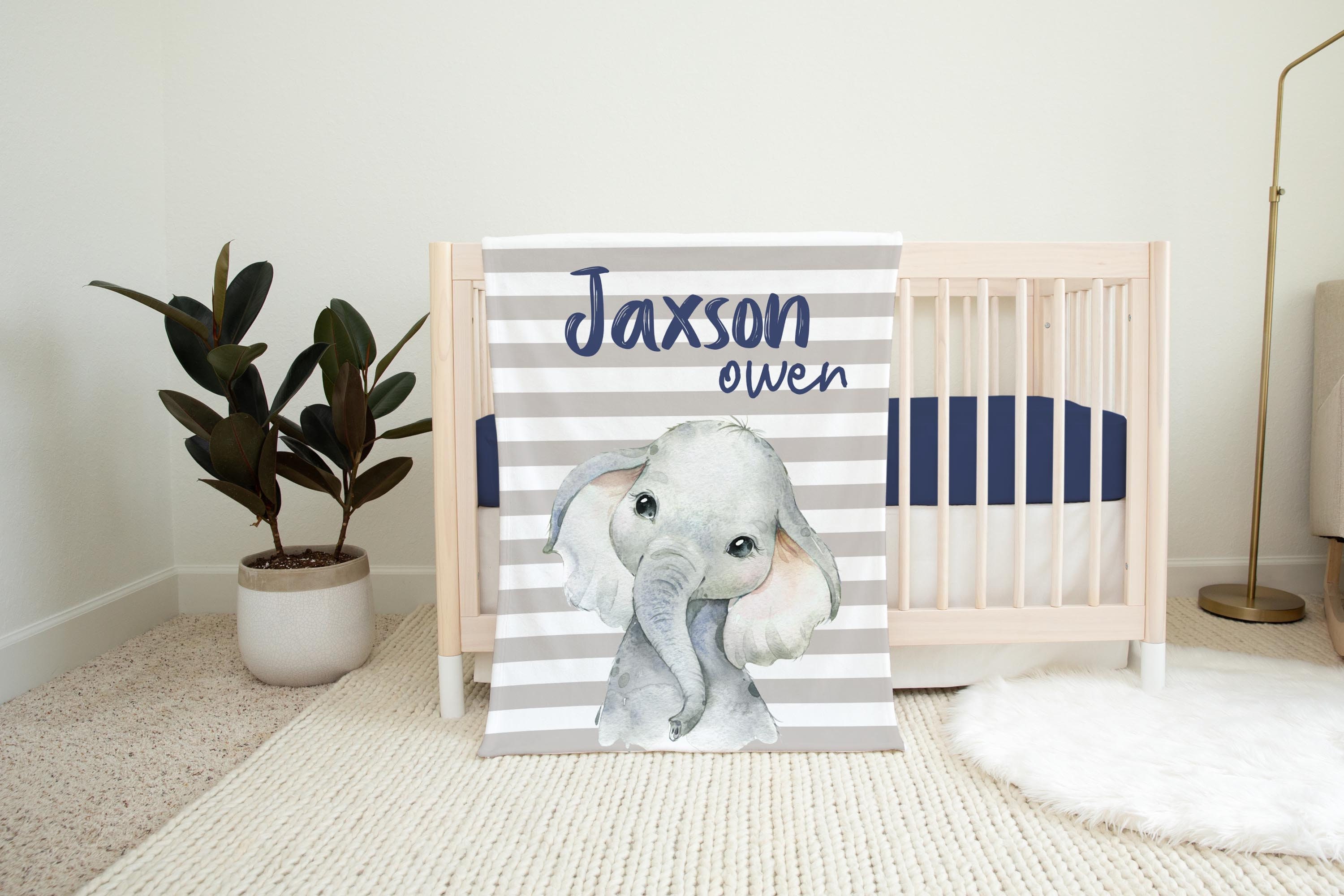 Boy Elephant Blanket Elephant Crib Bedding Personalized Baby - Etsy