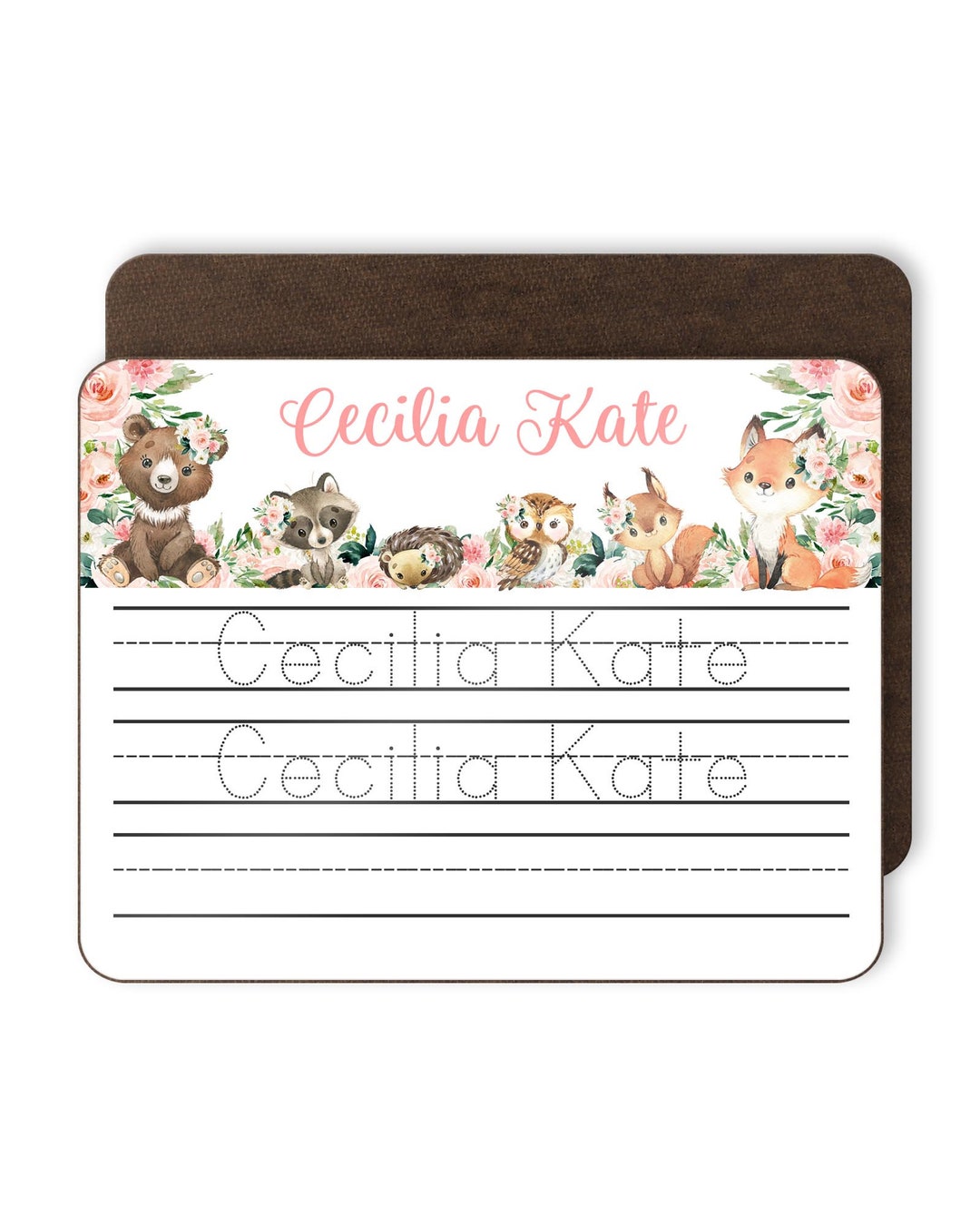 Girl Woodland Name Tracing Sign, Kids Personalized Tracing Board, Name ...