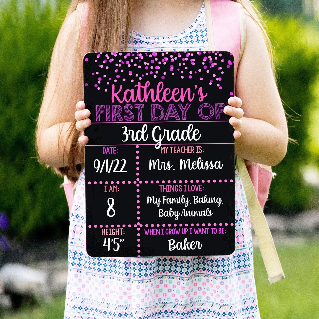 Girl First and Last Day of School Sign, Liquid Chalk School Board ...