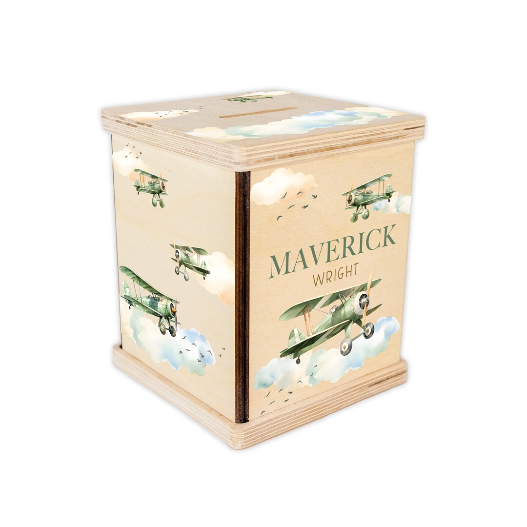 Airplane Piggy Bank, Airplane Nursery, Baby Boy Gift, Personalized ...