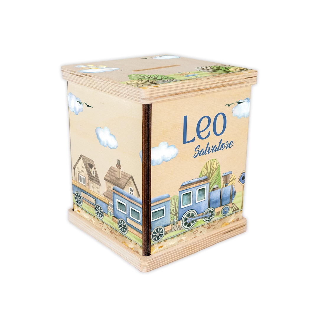 Train Piggy Bank, Train Nursery, Baby Boy Gift, Train Personalized ...