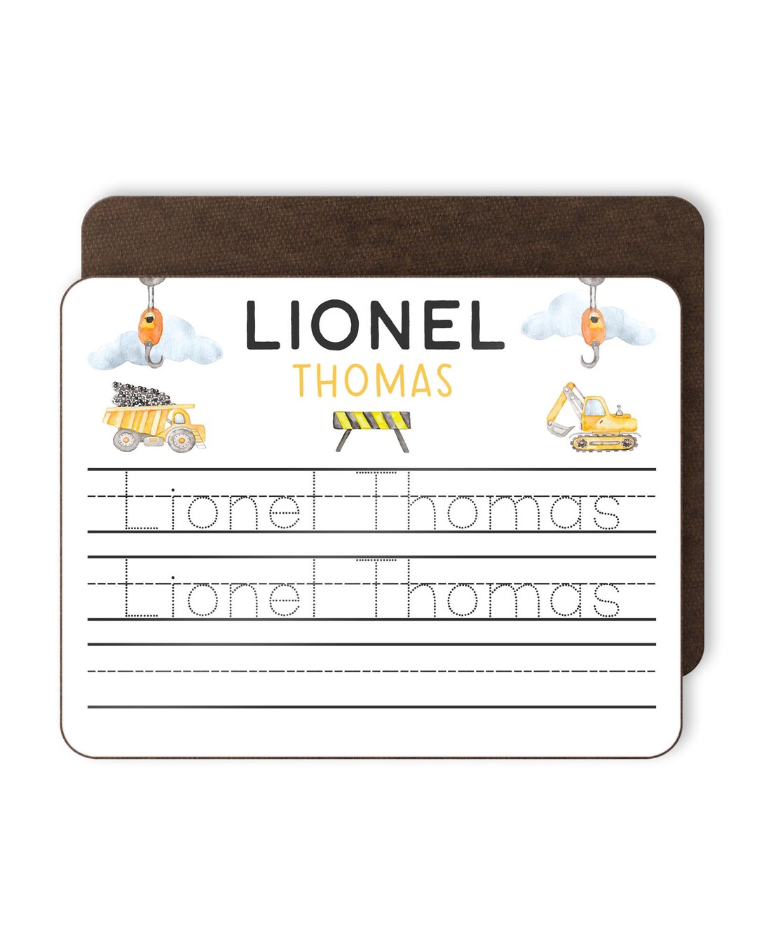Construction Personalized Tracing Board, Name Dry Erase Tracing Board ...