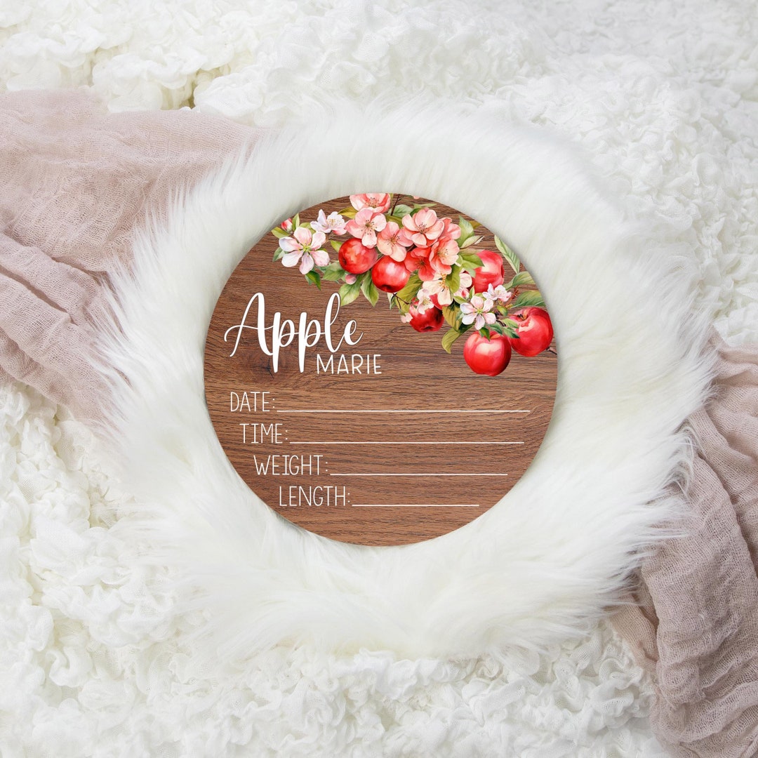 Apples Birth Stat Sign, Birth Stat Sign, Round Wood Birth Stat Sign ...