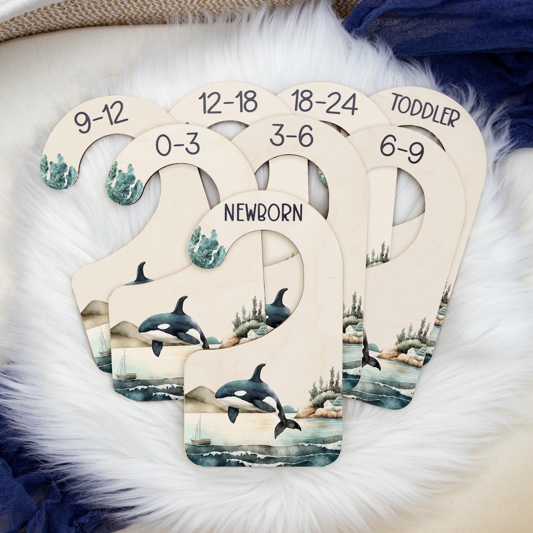 Whale Clothing Dividers, Ocean Life Baby Clothing Divider, Wood ...