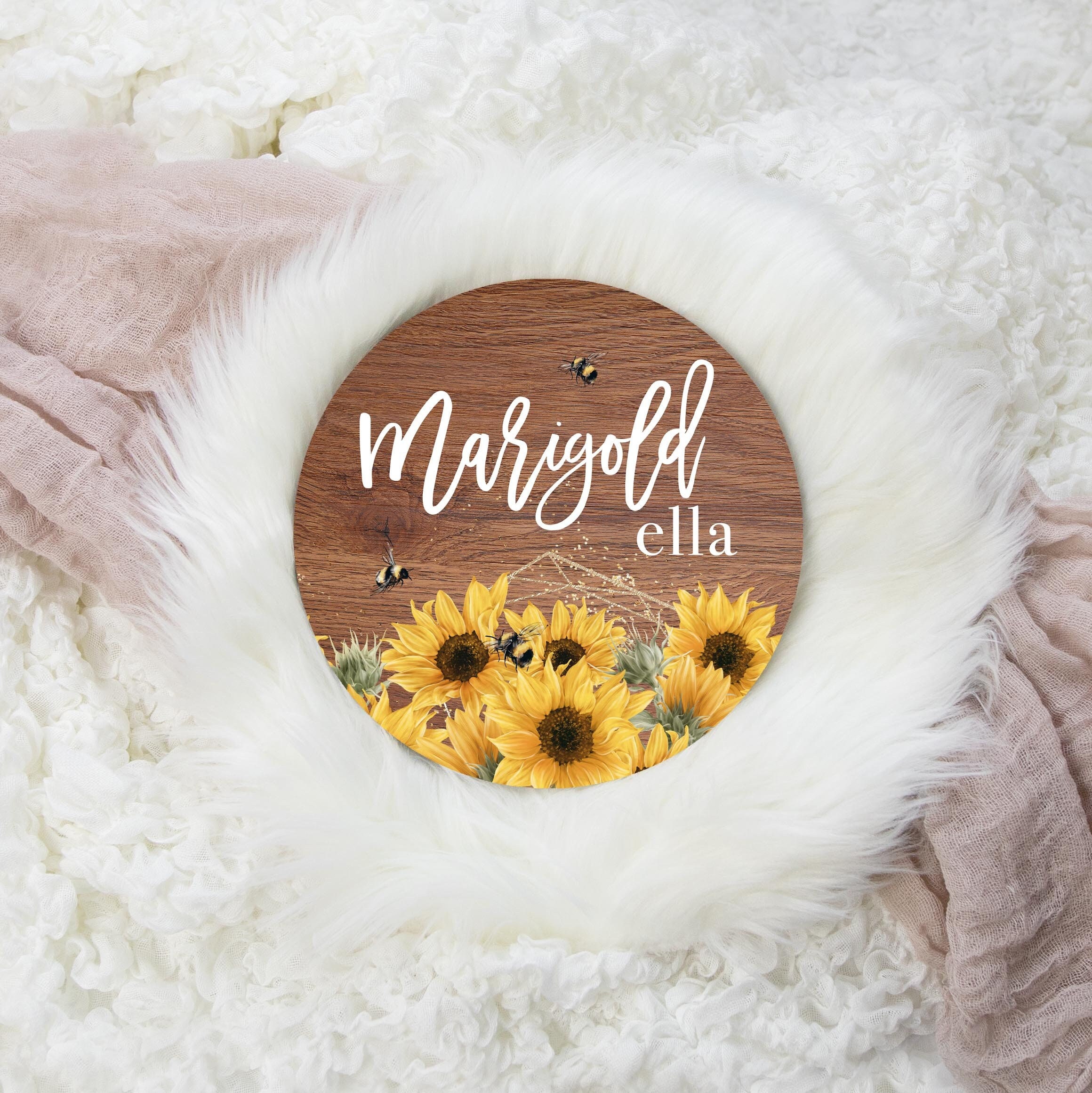 Sunflower Honey Bee Name Sign Wood Baby Name Sign Honey Bee - Etsy