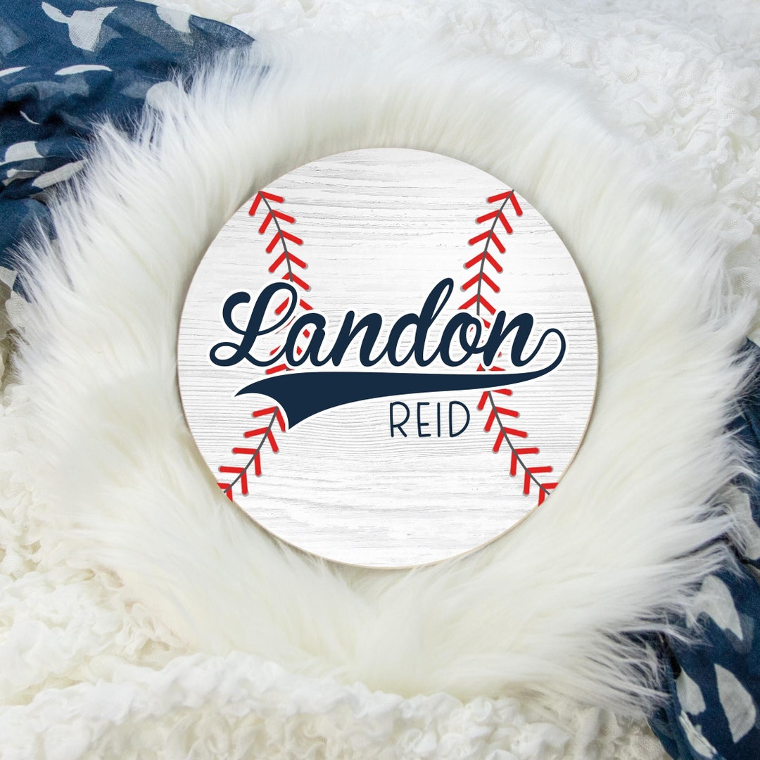 Baseball Round Wood Name Sign, Sports Name Sign, Baseball Wood Baby ...