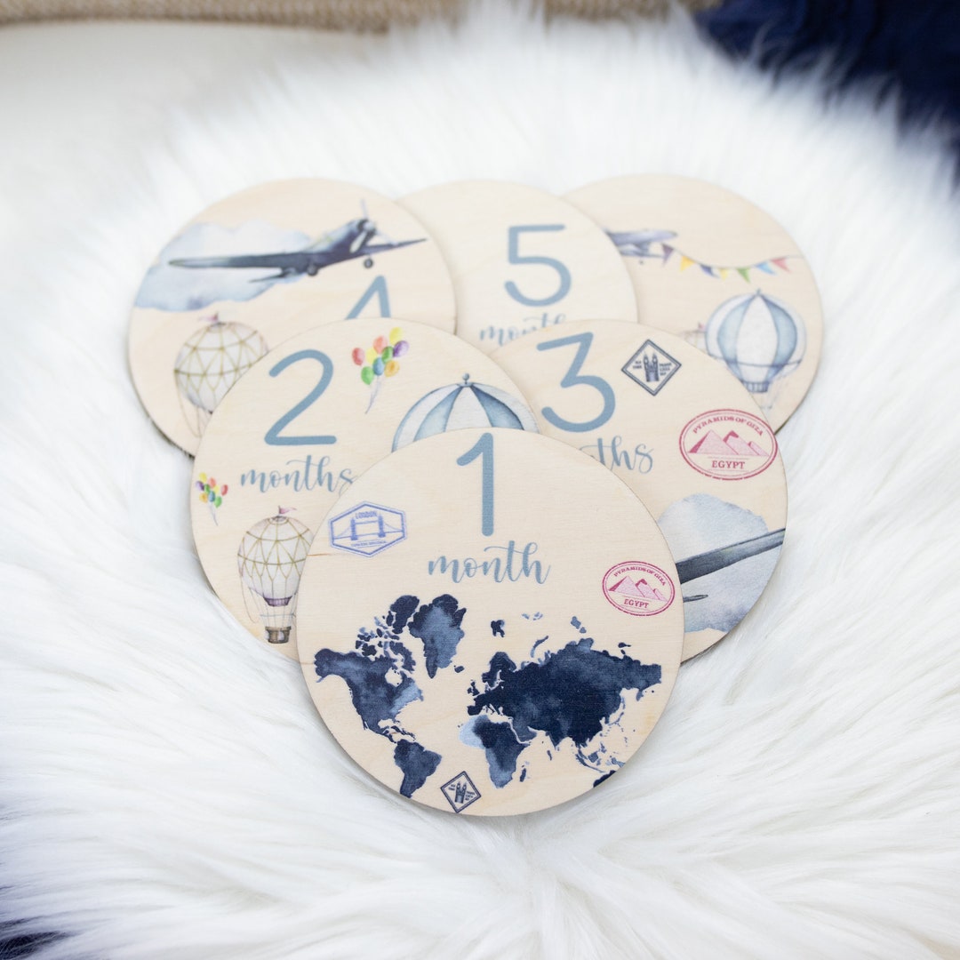 World Map Milestone Cards, Atlas Milestone Markers, Wood Milestone Card ...
