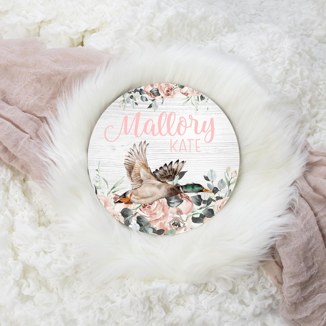 Girl Mallard Duck Name Sign, Round Wood Name Sign, Wood Baby Name Sign ...