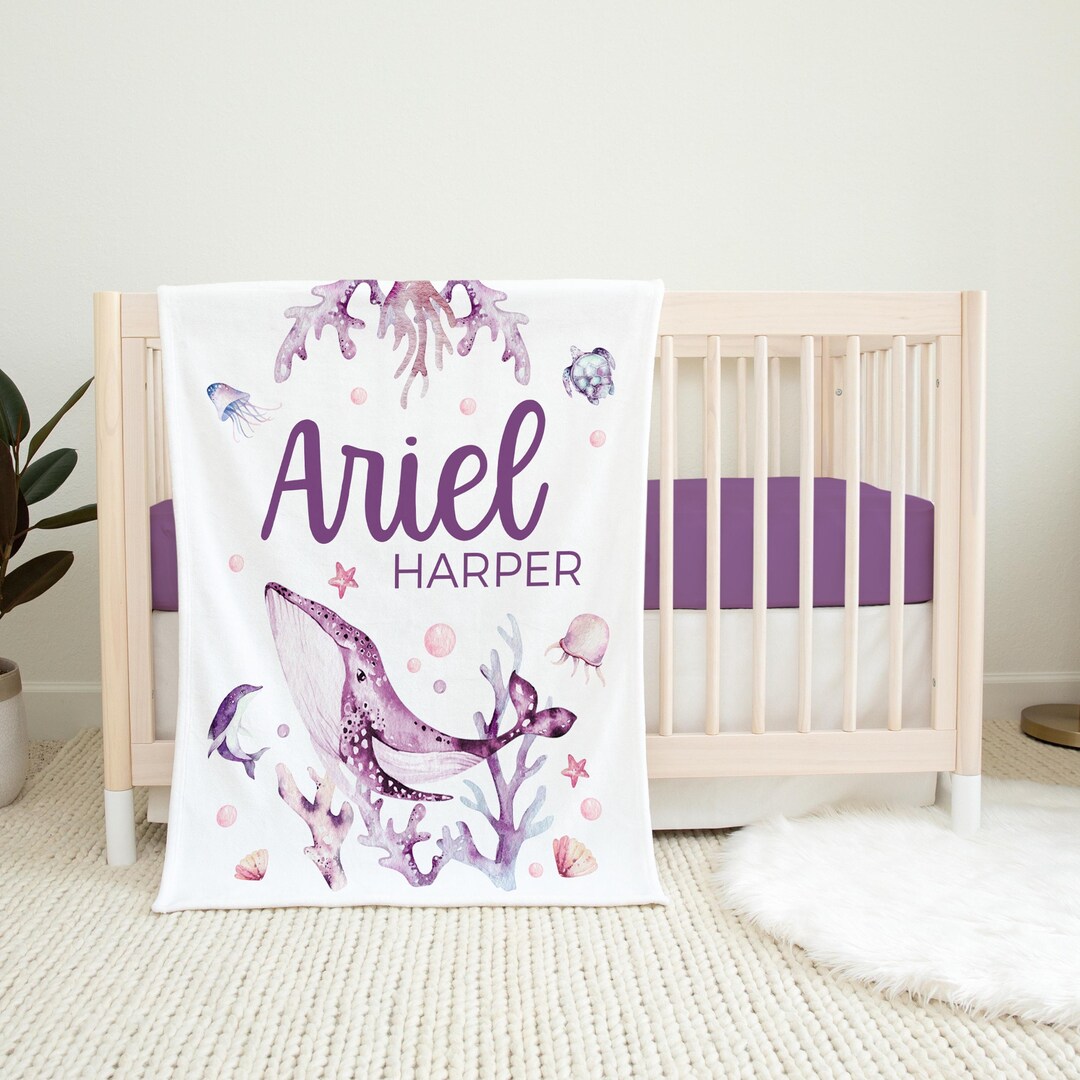 Whale Baby Blanket, Nautical Crib Bedding, Personalized Baby Blanket ...