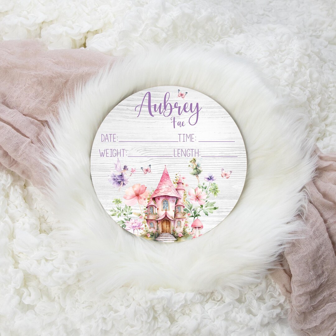 Fairy Birth Stat Sign, Birth Stat Sign, Round Wood Birth Stat Sign ...