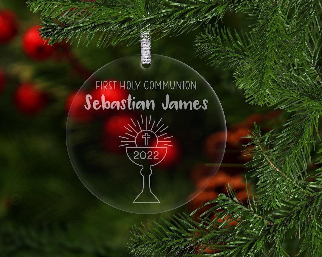 Crystal Etched First Communion Ornament, Personalized Holy First ...