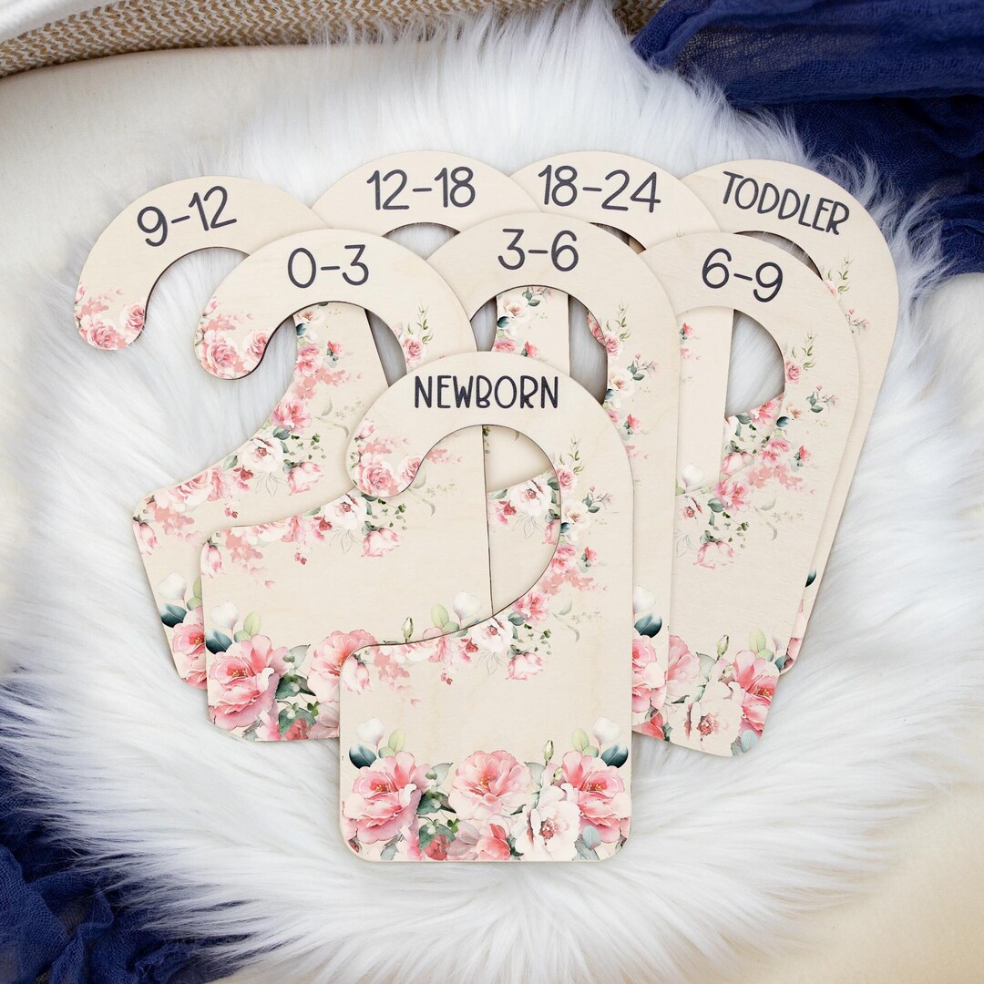 Pink Roses Floral Clothing Dividers, Floral Baby Clothing Divider, Wood ...
