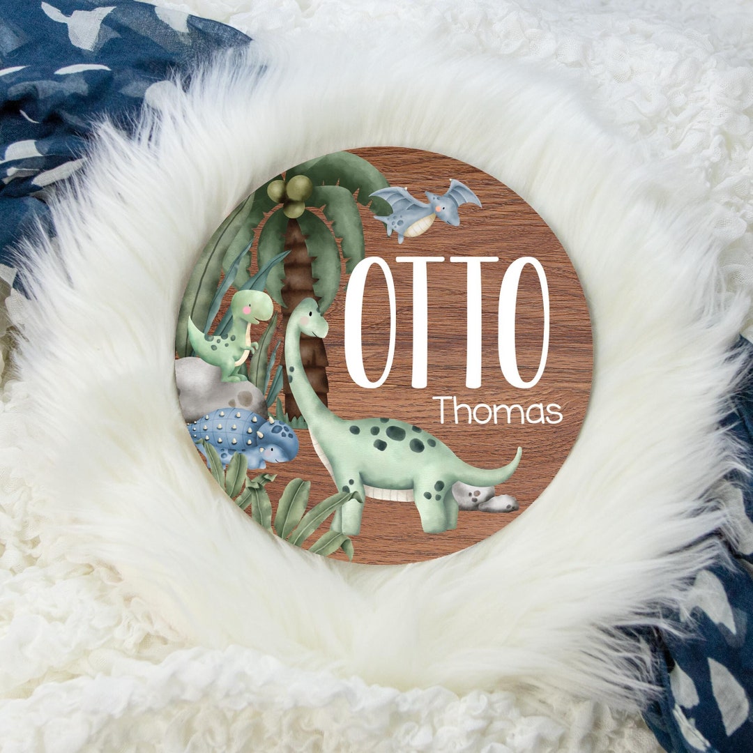 Dinosaur Round Wood Name Sign, Dino Sign, Dinosaur Baby Sign, Round ...