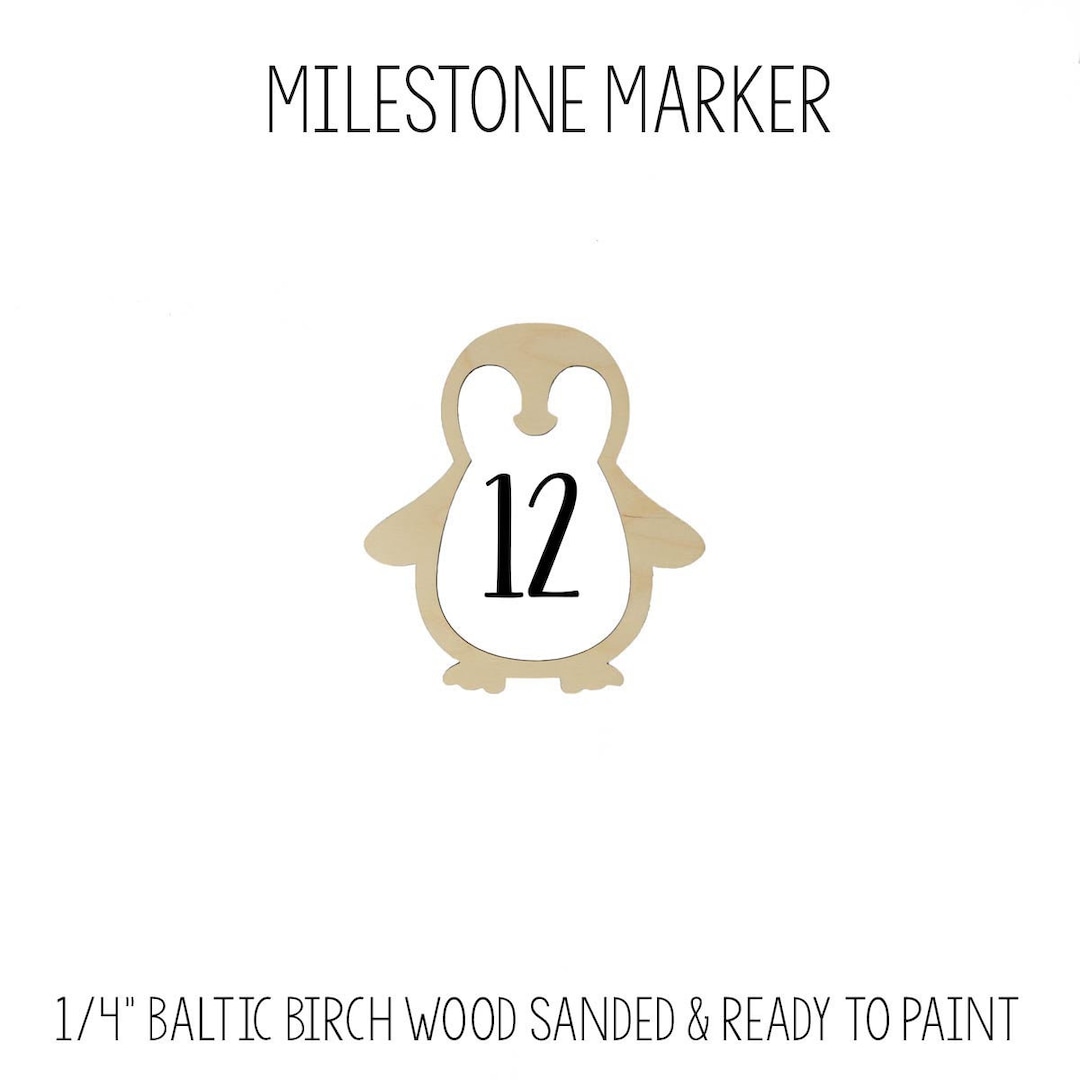 Penguin Milestone Marker, Baby Milestone Blanket Marker, Baltic Birch ...
