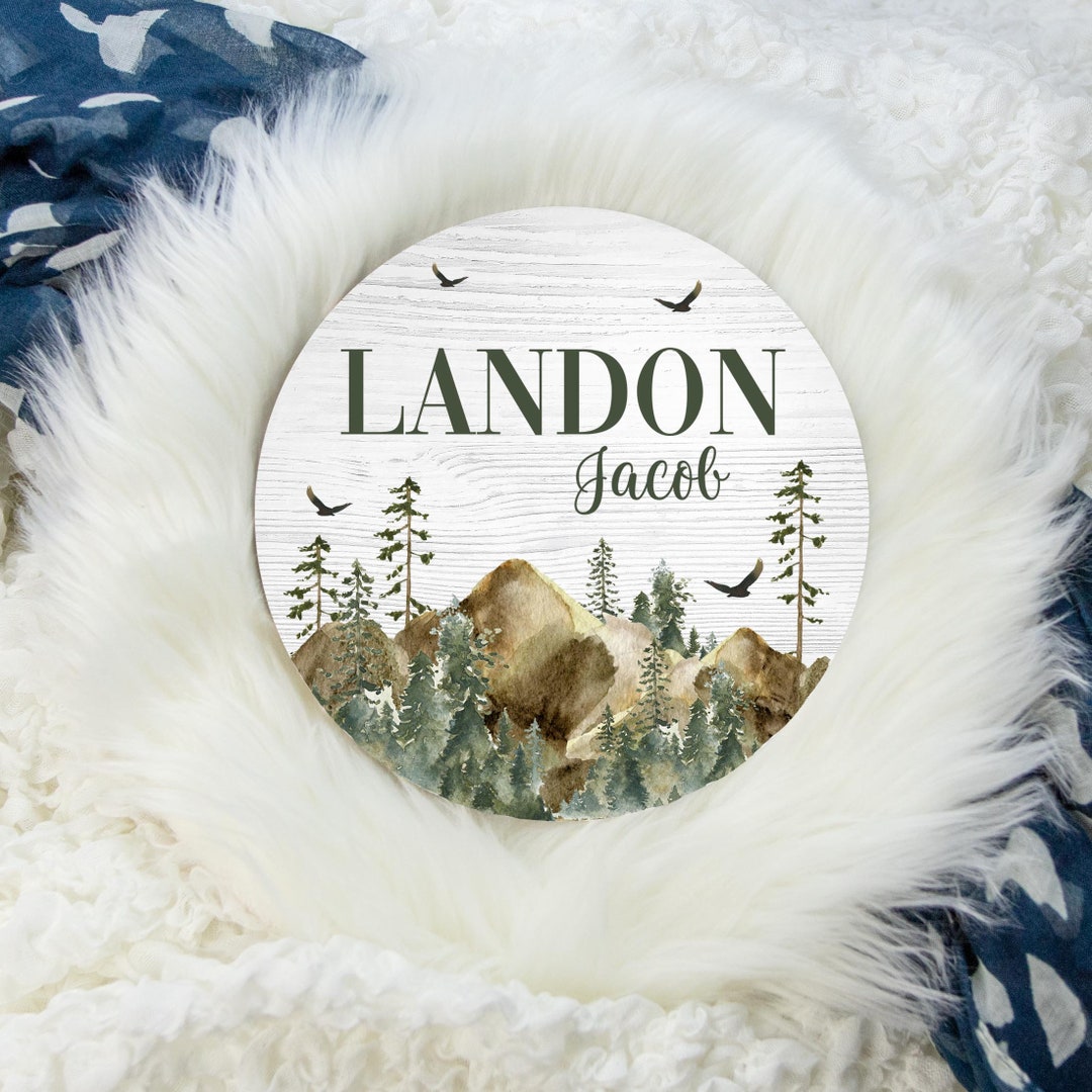 Woodland Baby Sign, Round Wood Name Sign, Wood Baby Name Sign ...
