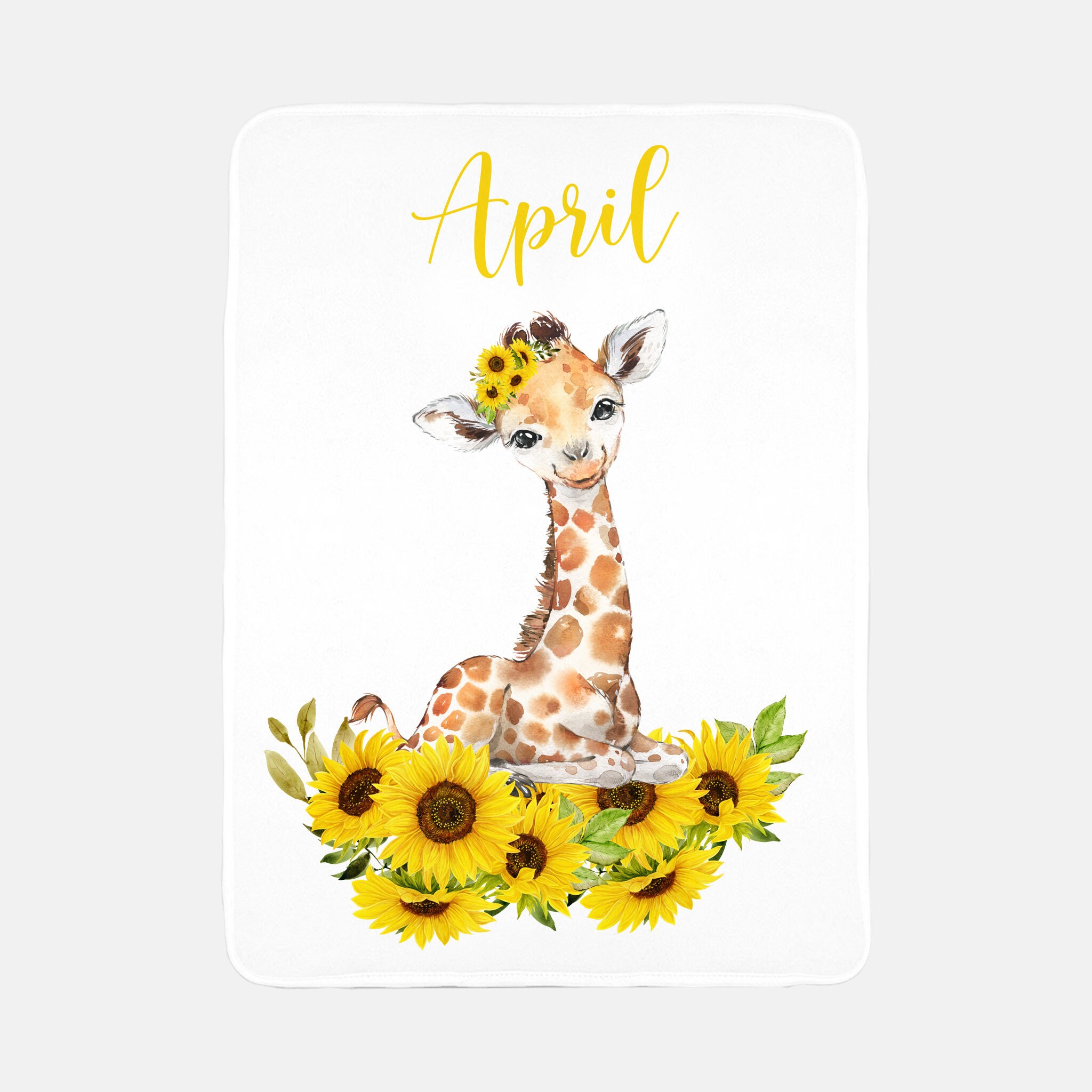 Giraffe Sunflower Blanket Giraffe Crib Bedding Personalized - Etsy