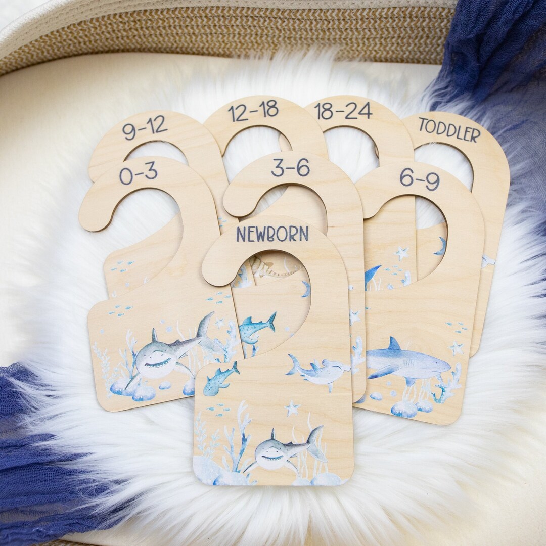 Shark Clothing Dividers, Ocean Life Baby Clothing Divider, Wood ...