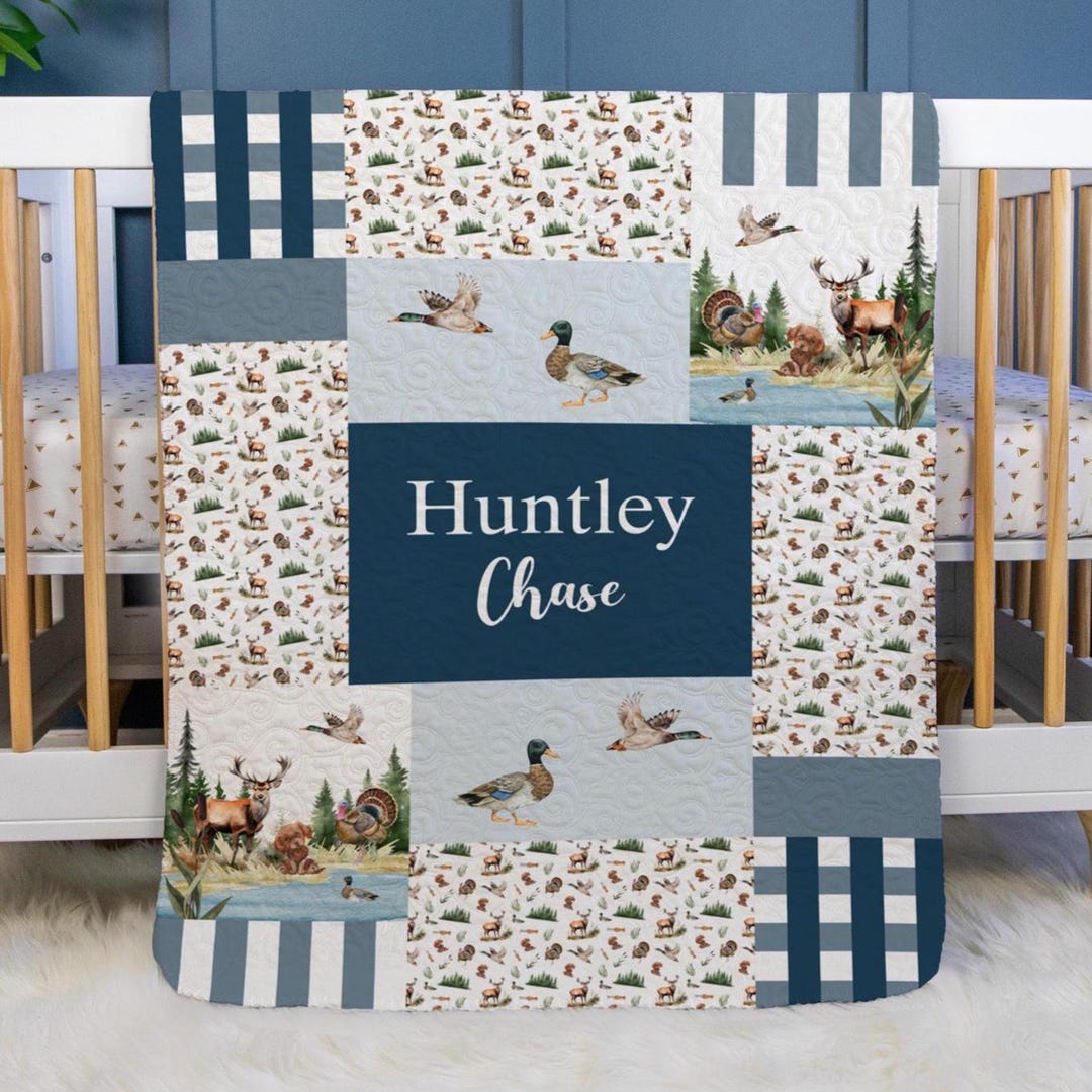 Hunting Baby Quilt, Personalized Hunting Baby Quilt, Optional Bundle ...