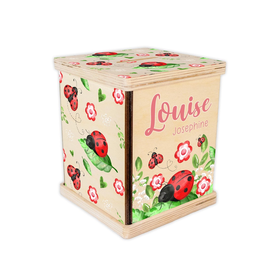 Girl Ladybug Piggy Bank, Ladybug Nursery, Personalized Piggy Bank, Lady ...