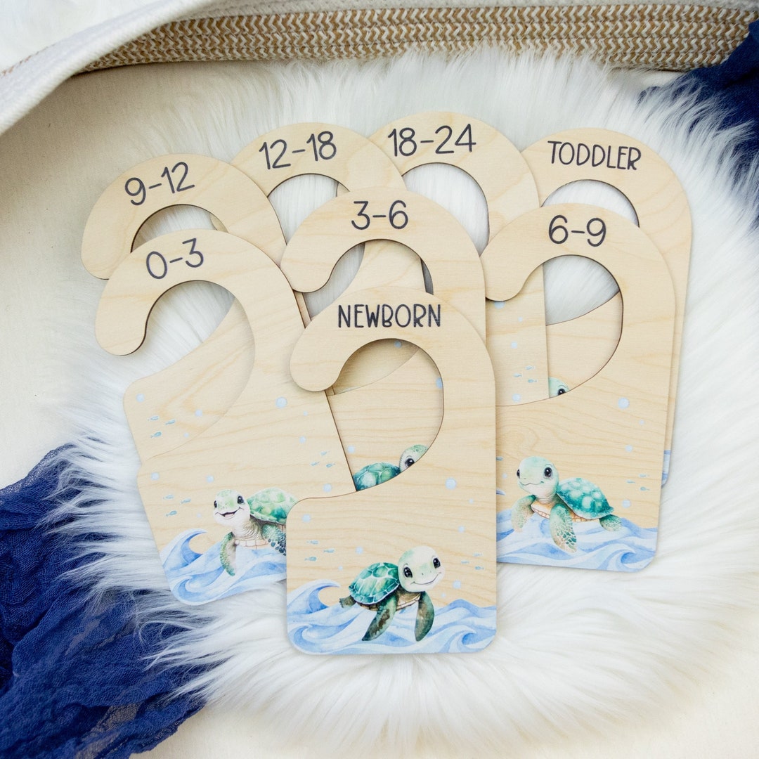 Turtle Clothing Dividers, Ocean Life Baby Clothing Divider, Wood ...